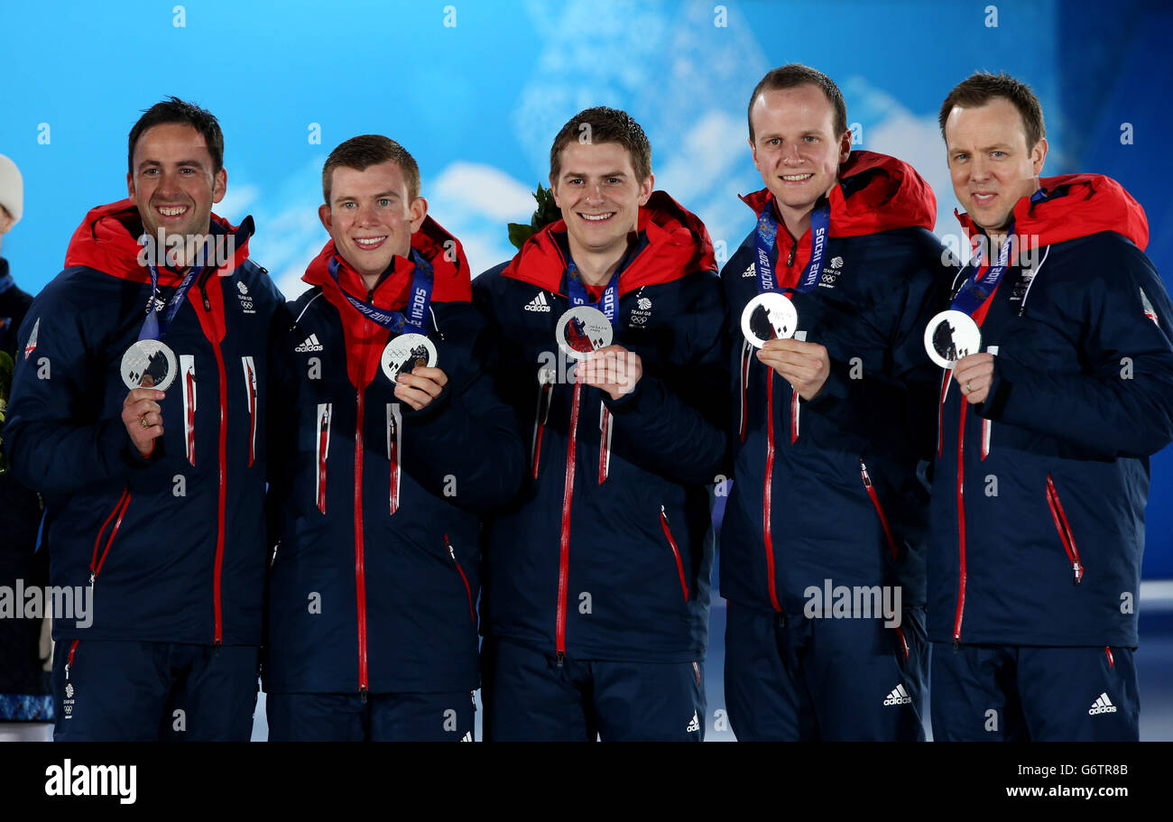 The Men's curling team of (left to right) David Murdoch, Greg Drummond ...