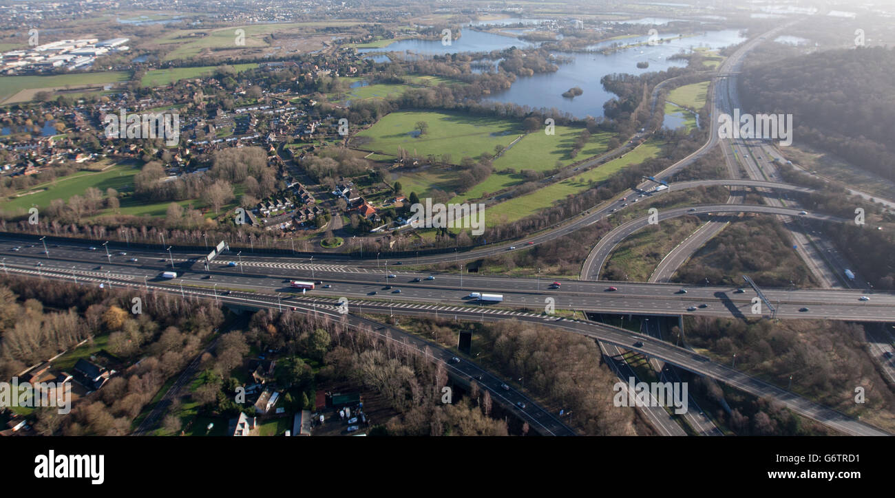 An aerial view of the M25 and M3 junction in Surrey Stock Photo - Alamy