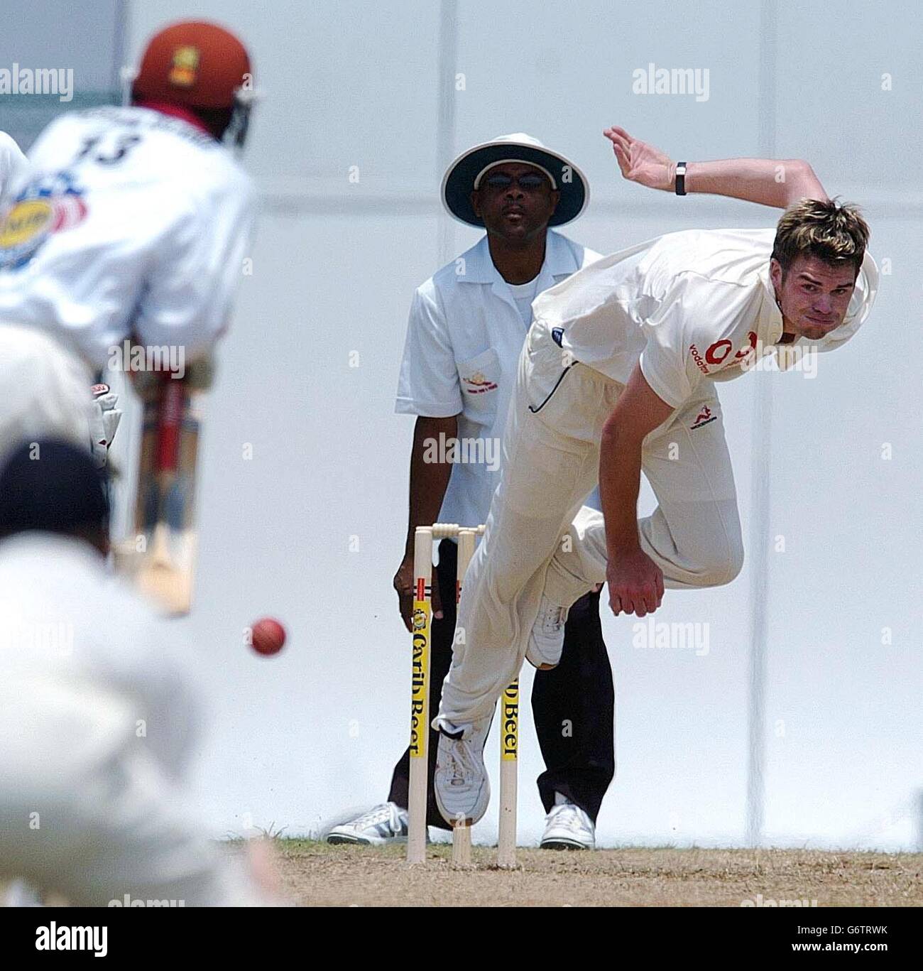 England bowler James Anderson in action during the tour match against ...