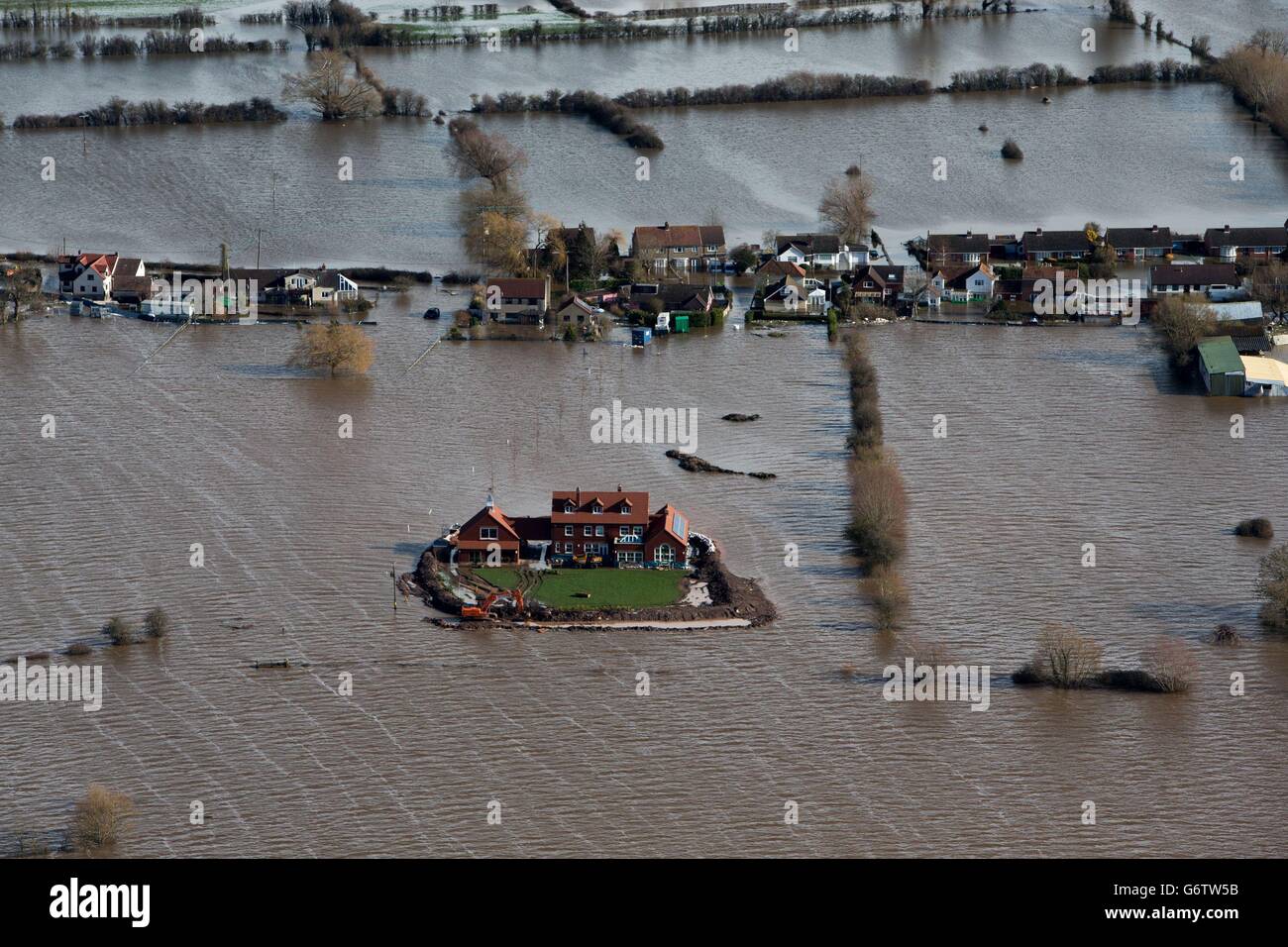 A house near flooded village of Moorland in Somerset which is owned by ...