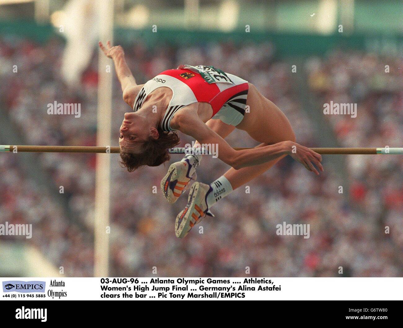 Womens high jump final germanys alina astafei clears the bar hi-res ...