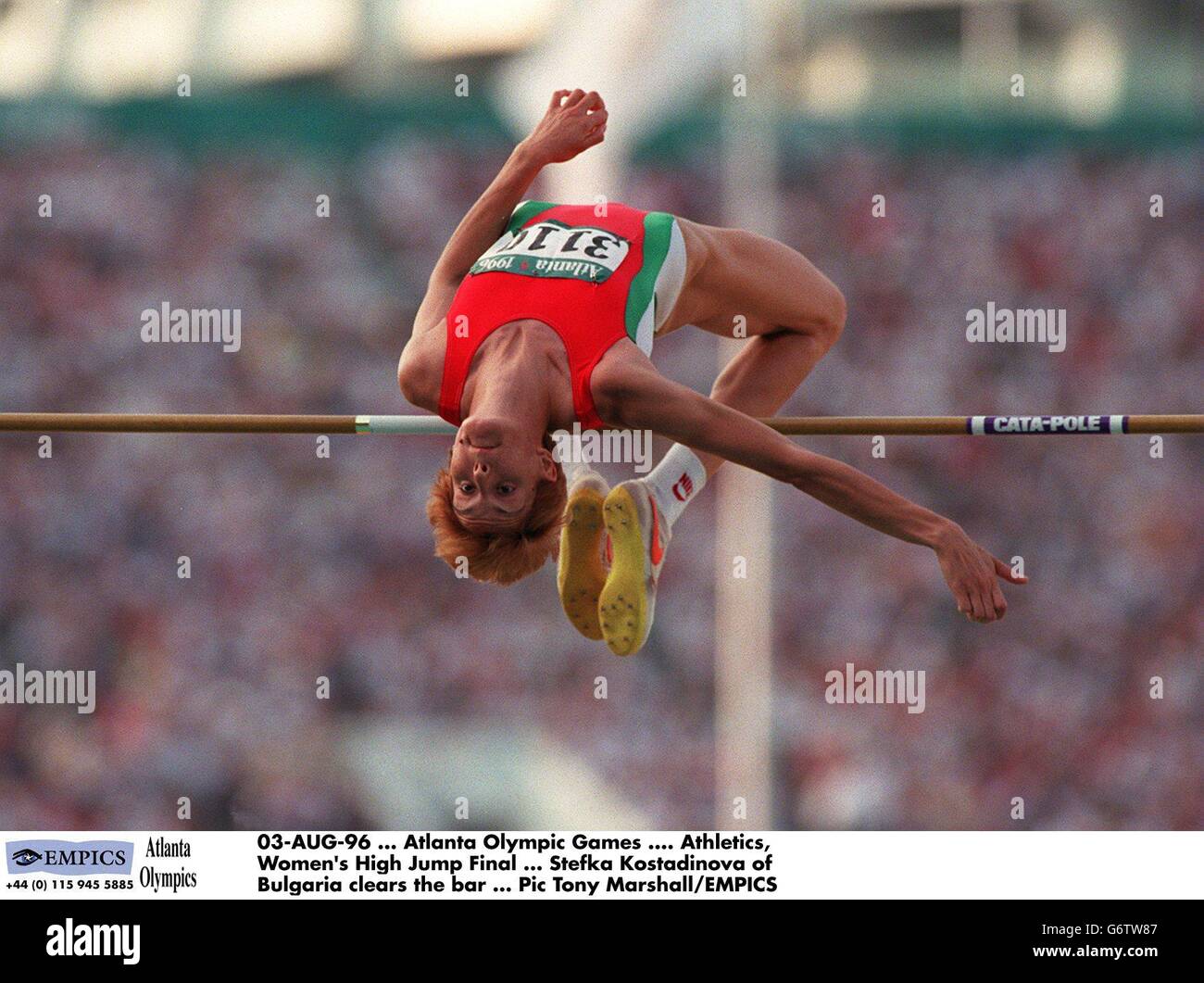 High jump final kostadinova of bulgaria clears the bar hi-res stock ...