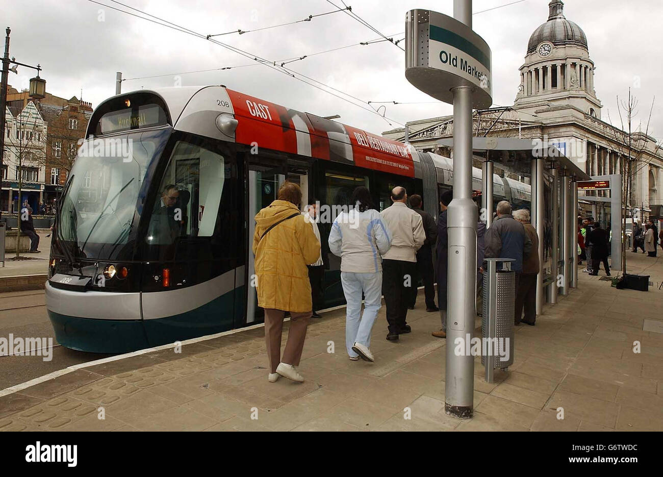 Passengers use the new NET tram system Stock Photo - Alamy