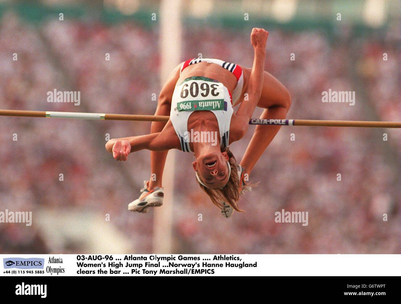 Womens high jump final norways hanne haugland clears the bar hi-res ...