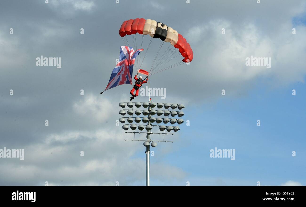 Corporal Mike French of the RAF Red Devils parachute display team ...