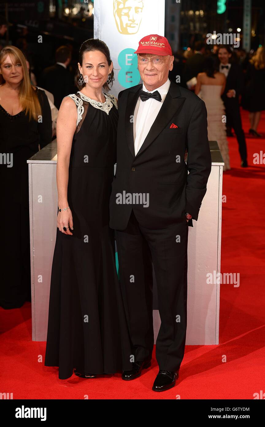Niki Lauda and Birgit Wetzinger arriving at The EE British Academy Film ...