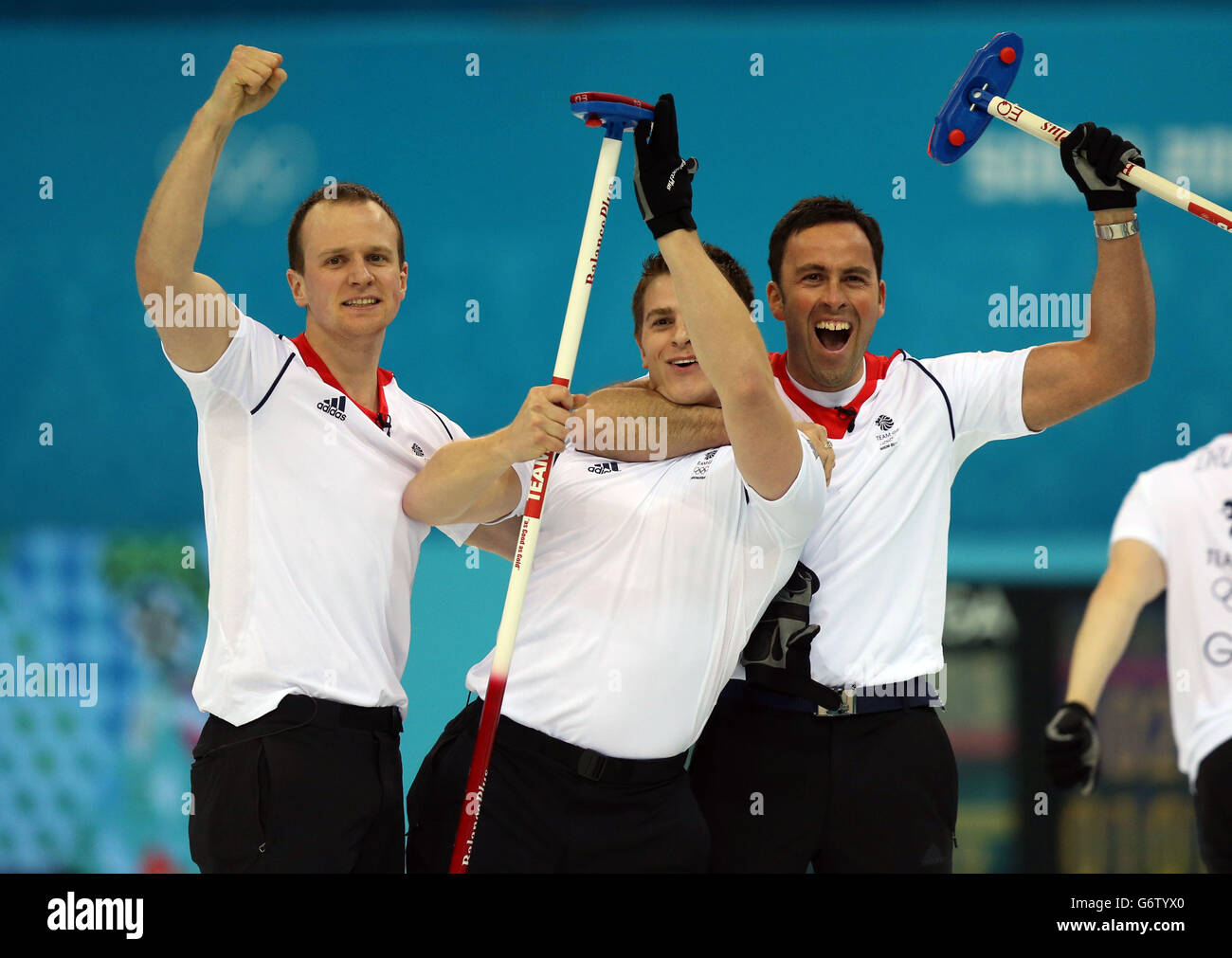 Great Britain's skip David Murdoch (right), Michael Goodfellow (left ...