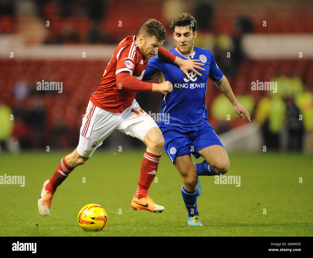 Nottingham Forest's Jamie Mackie (left) and Leicester City's Matty ...
