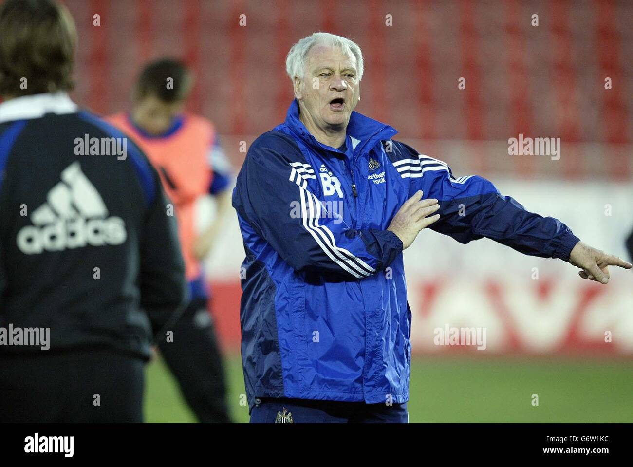 Newcastle uniteds manager bobby robson during training hi-res stock ...