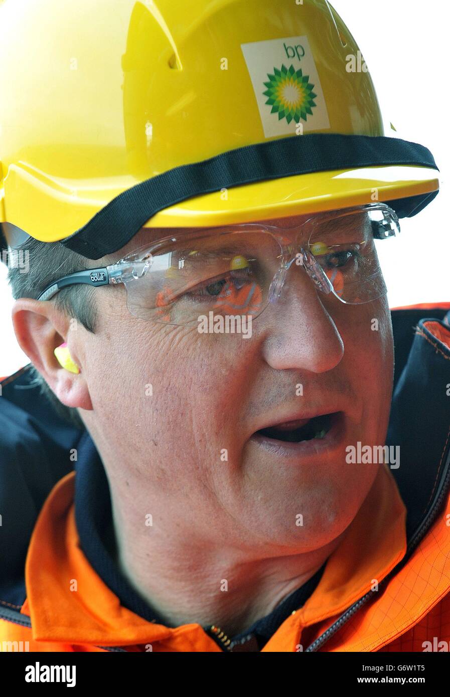 Prime Minister David Cameron during a visit to the BP Etap platform ...