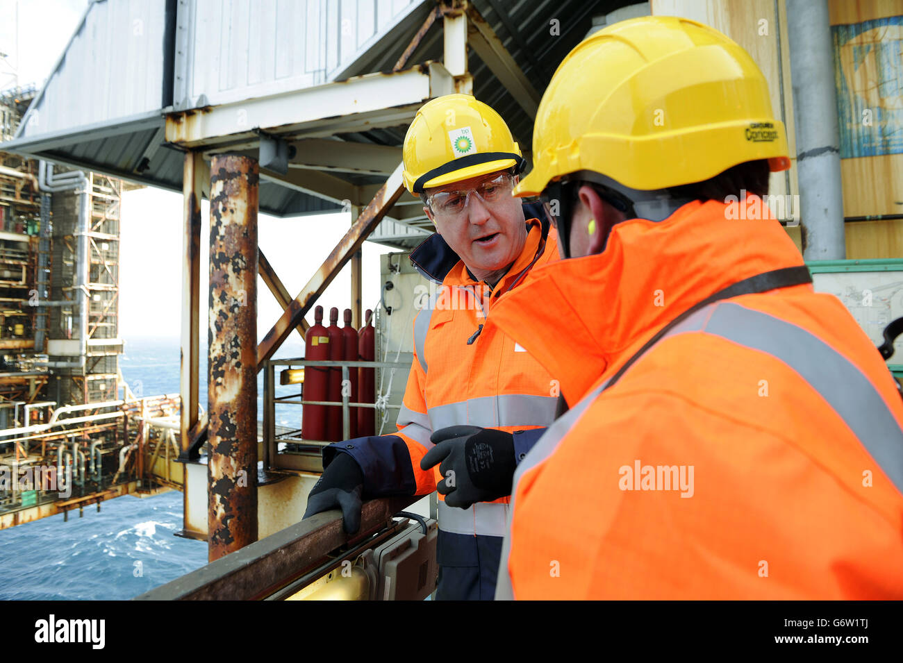 Prime Minister David Cameron (left) during a visit to the BP Etap ...