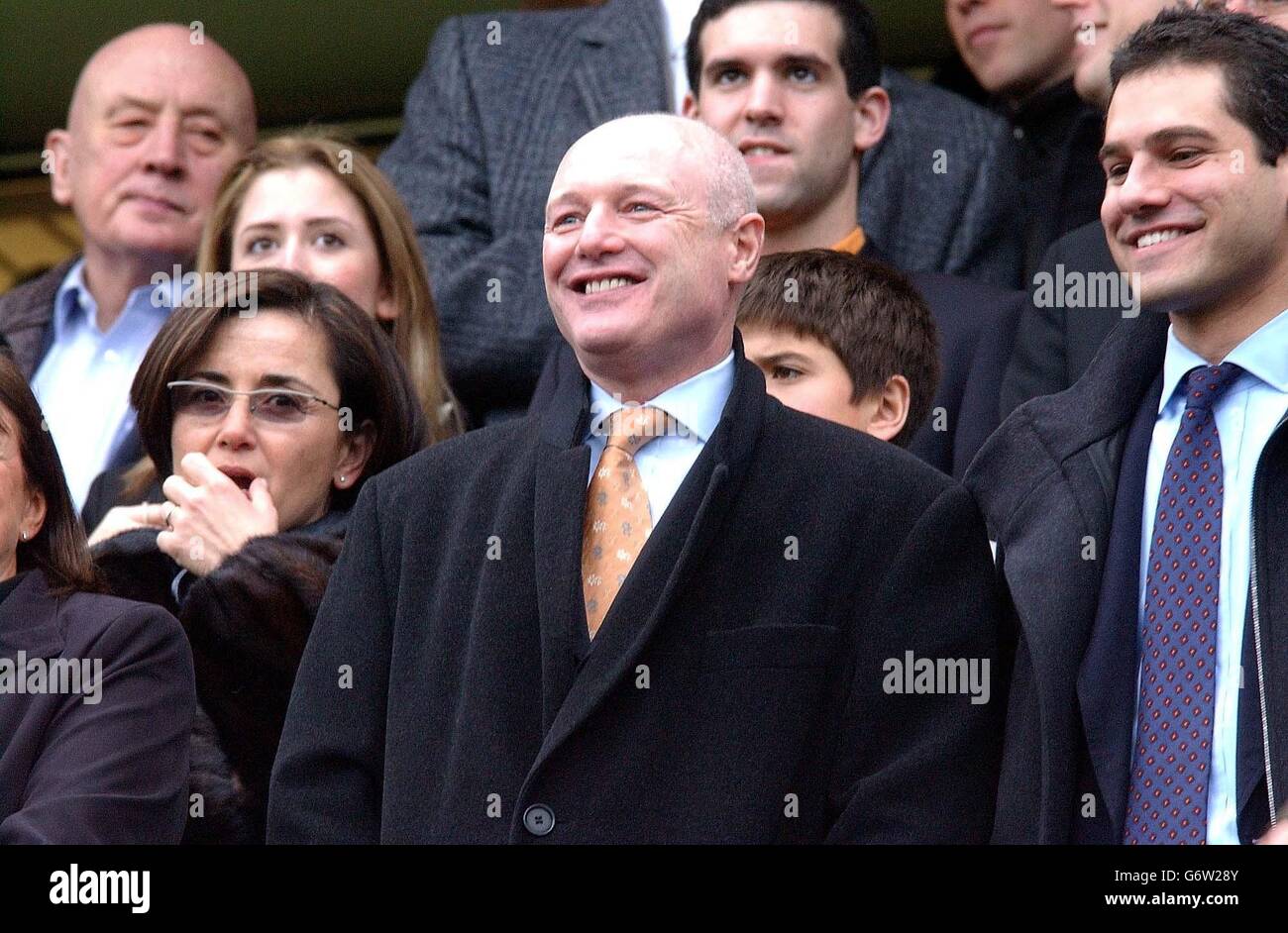 Chelsea Chief Executive Peter Kenyon (centre) watches on during their ...