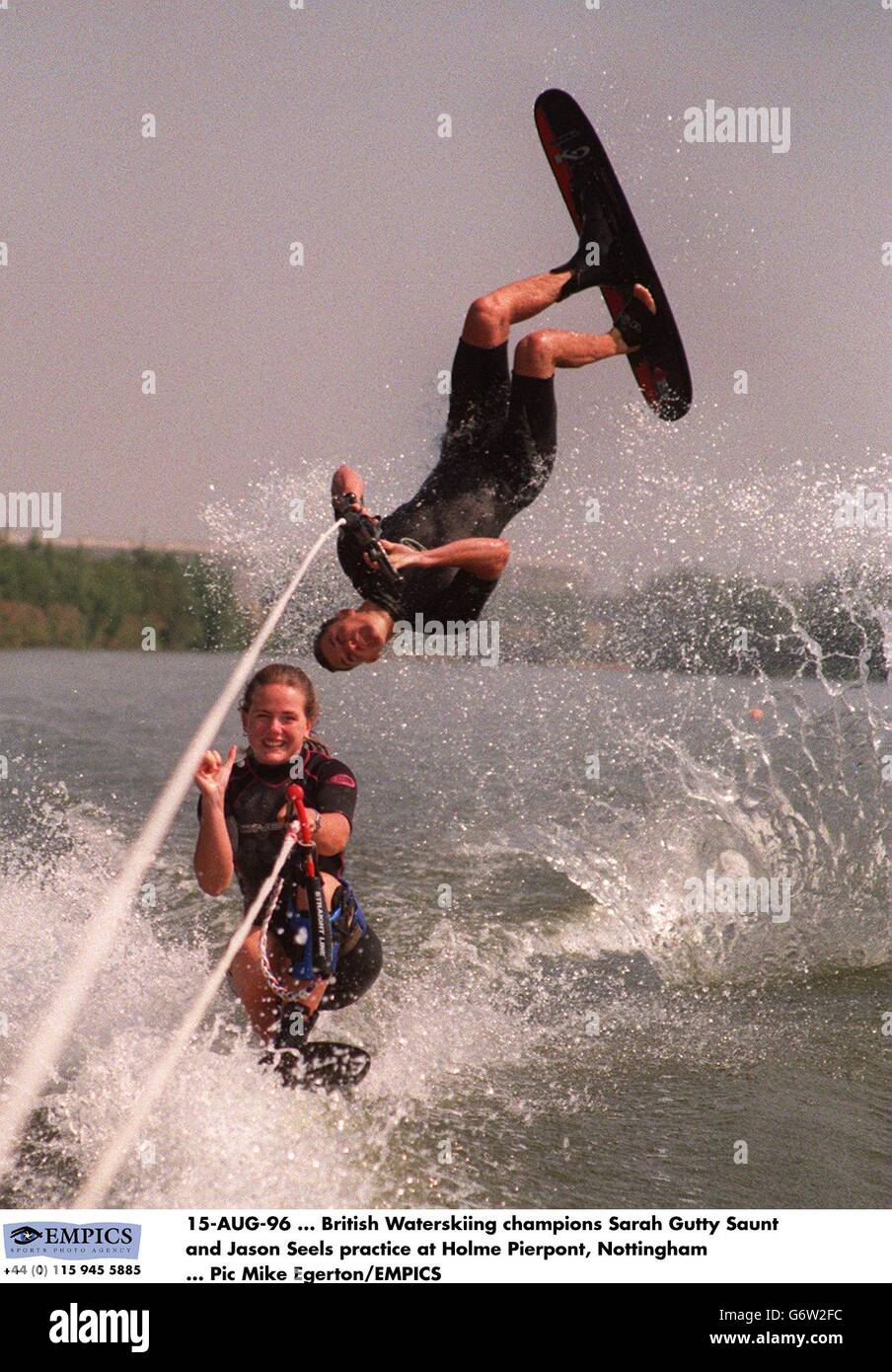 15-AUG-96, British Waterskiing champions Sarah Gutty Saunt and Jason ...
