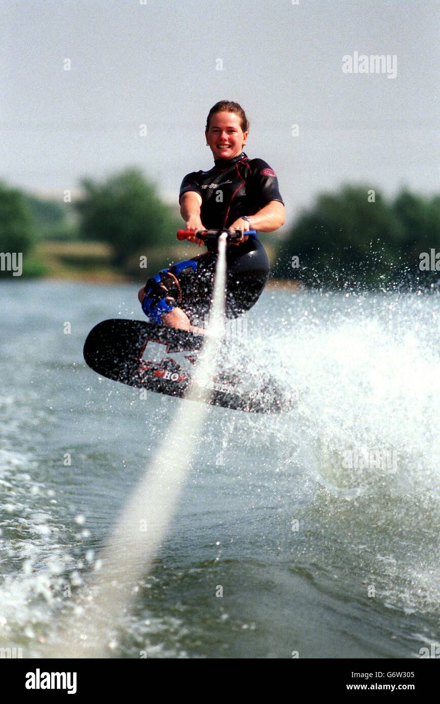 British waterskiing champion sarah gutty saunt practicing at holme ...