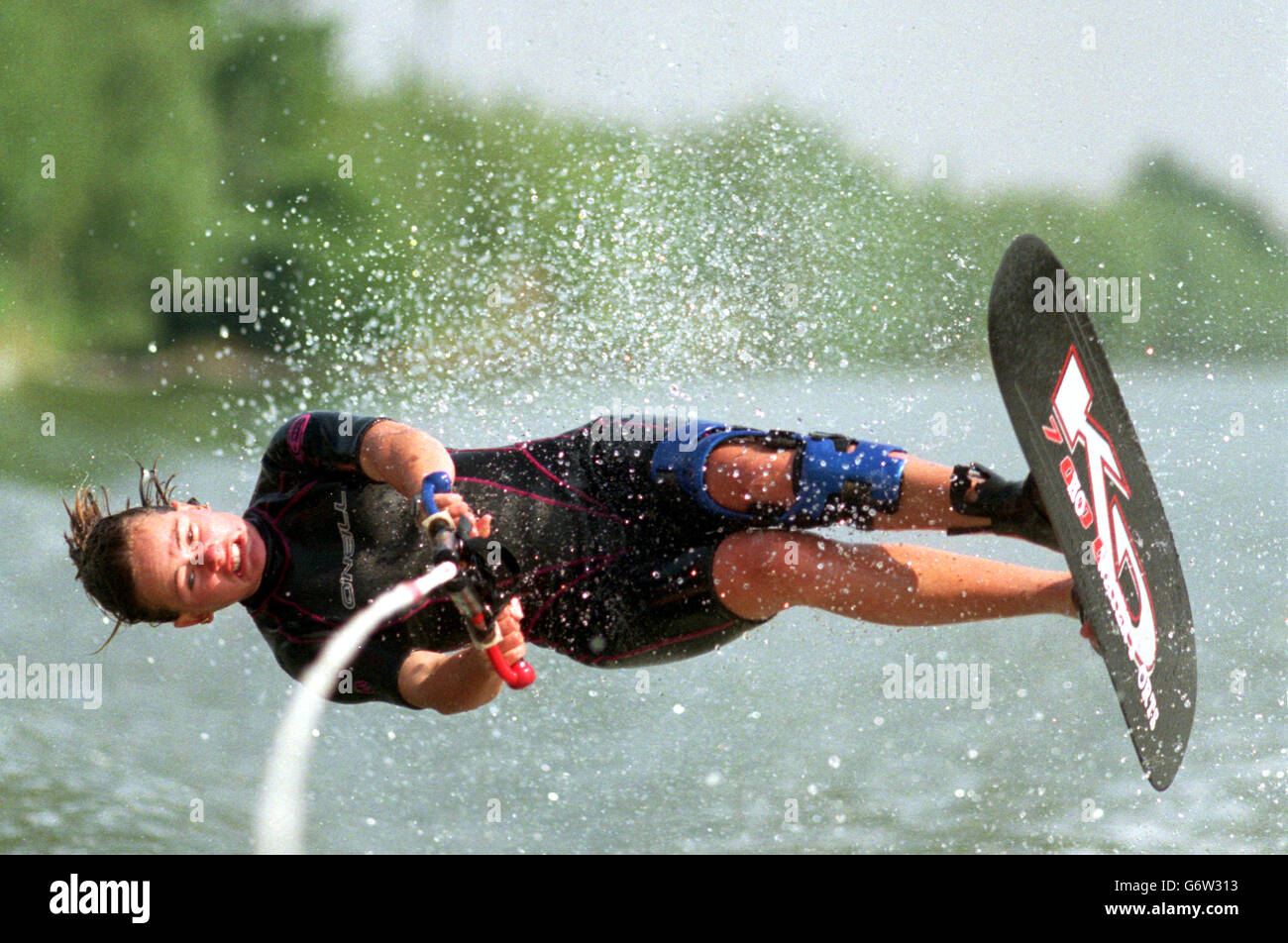 British waterskiing champion sarah gutty saunt practicing at holme ...