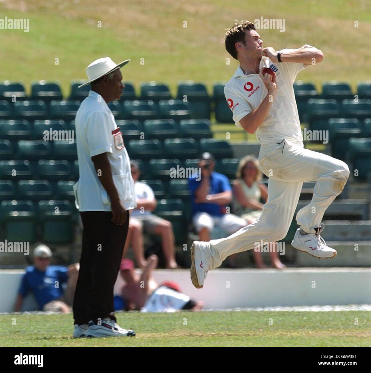 England bowler James Anderson in action during the final day of the ...