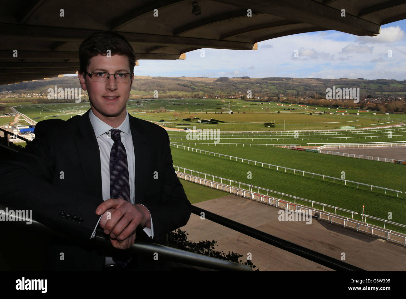 Trainer harry fry poses for the photographer overlooking cheltenham ...
