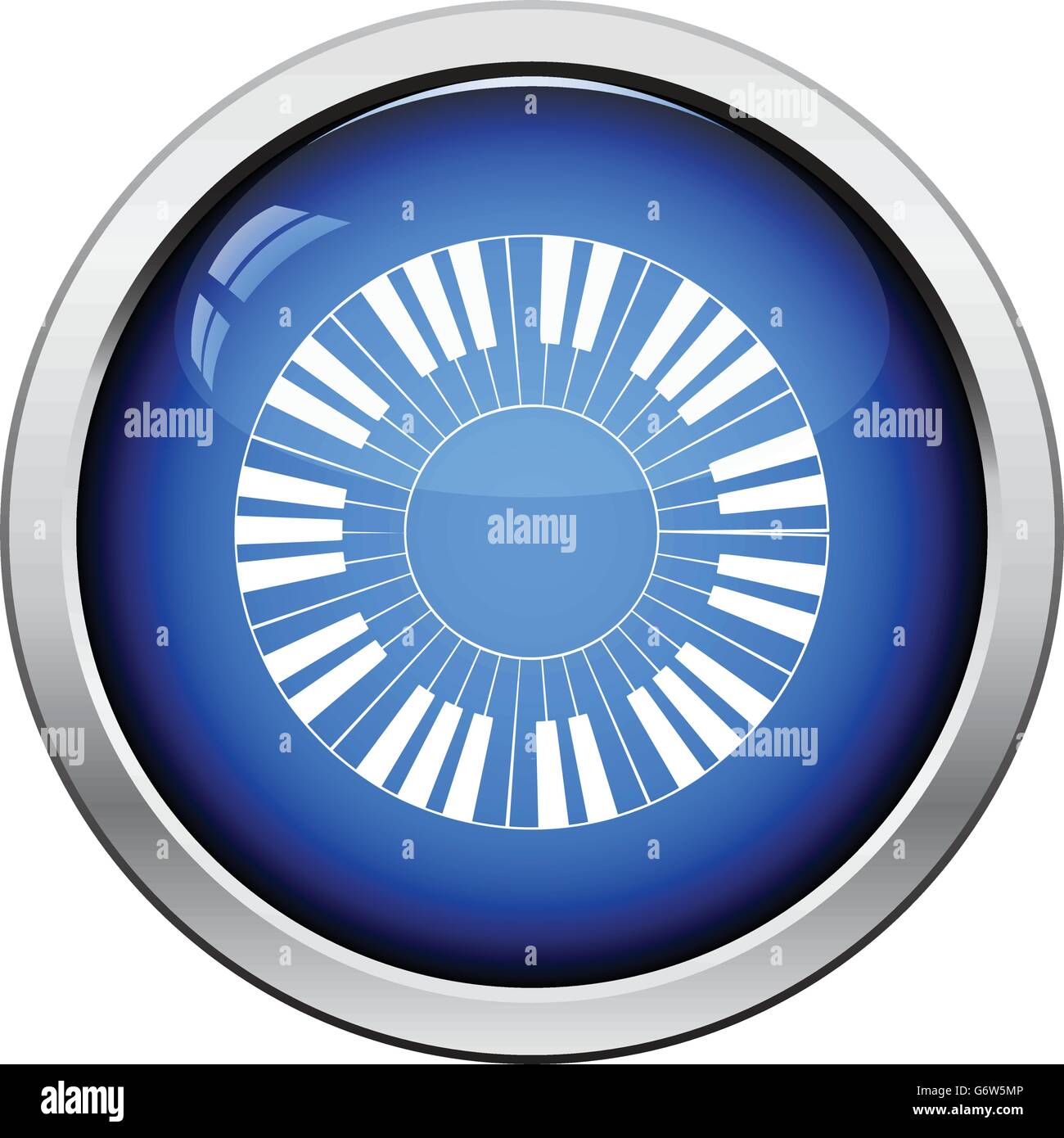 Piano circle keyboard icon. Glossy button design. Vector illustration ...