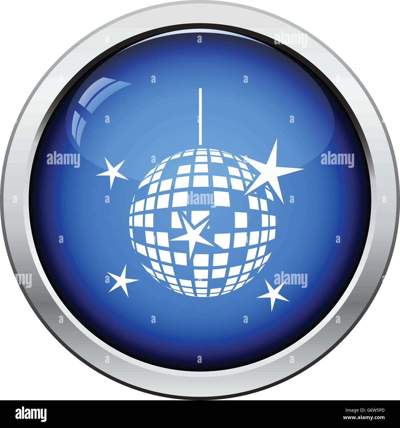Night clubs disco sphere icon. Glossy button design. Vector ...
