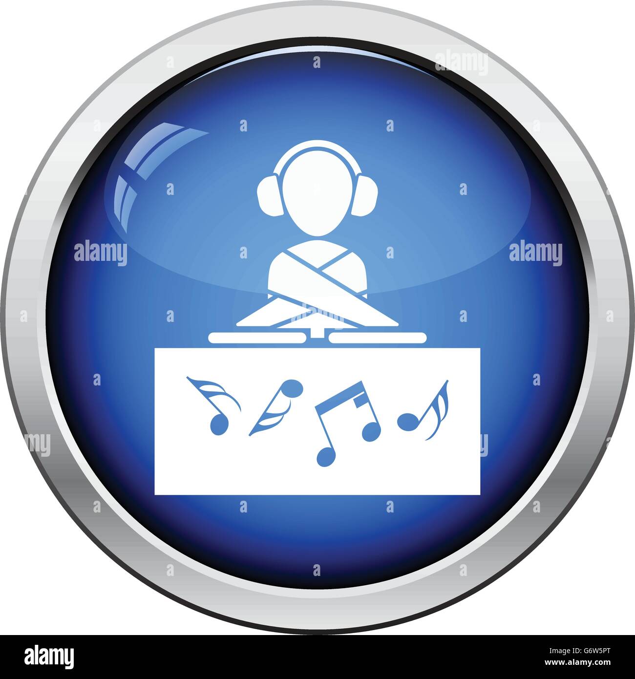 Night club DJ icon. Glossy button design. Vector illustration Stock ...