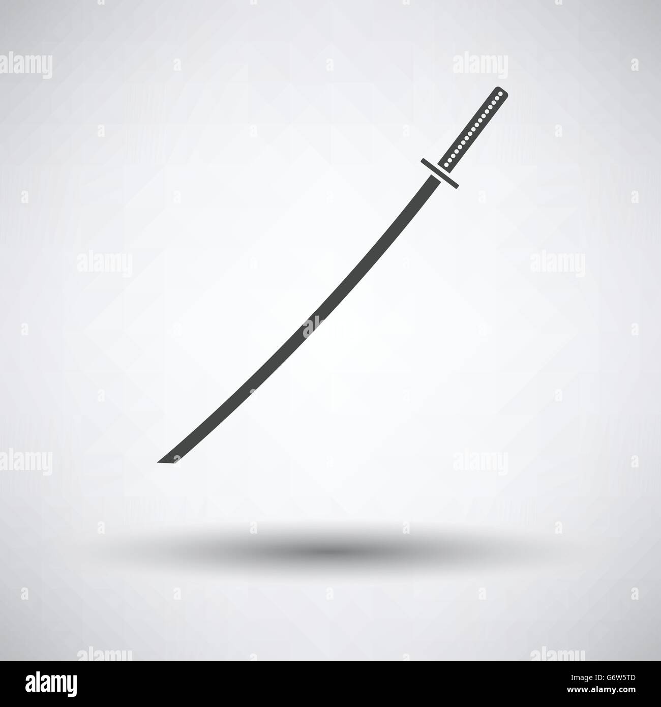 Japanese sword icon on gray background, round shadow. Vector ...