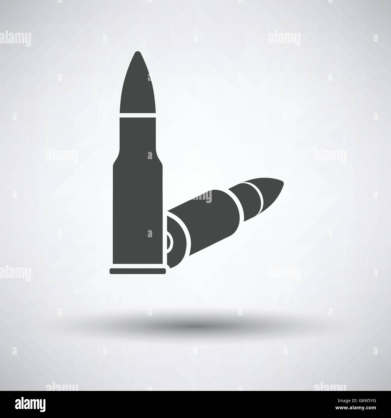 Rifle ammo icon on gray background, round shadow. Vector illustration ...