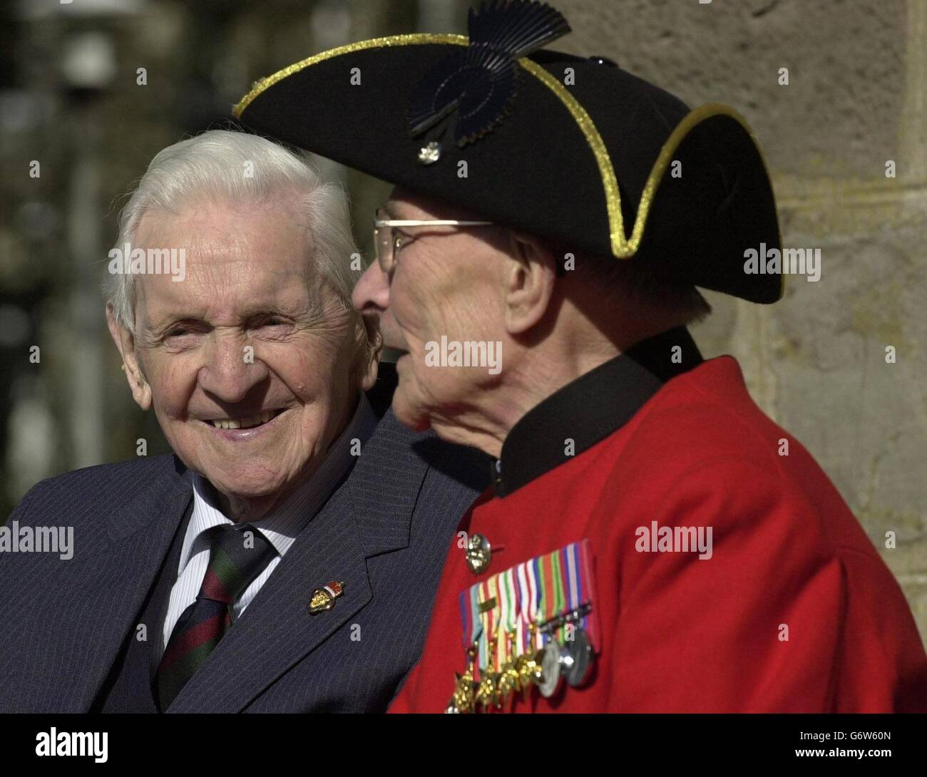 Alfred Anderson, 107 (left) with Chelsea Pensioner Sid Lunn (82) during ...