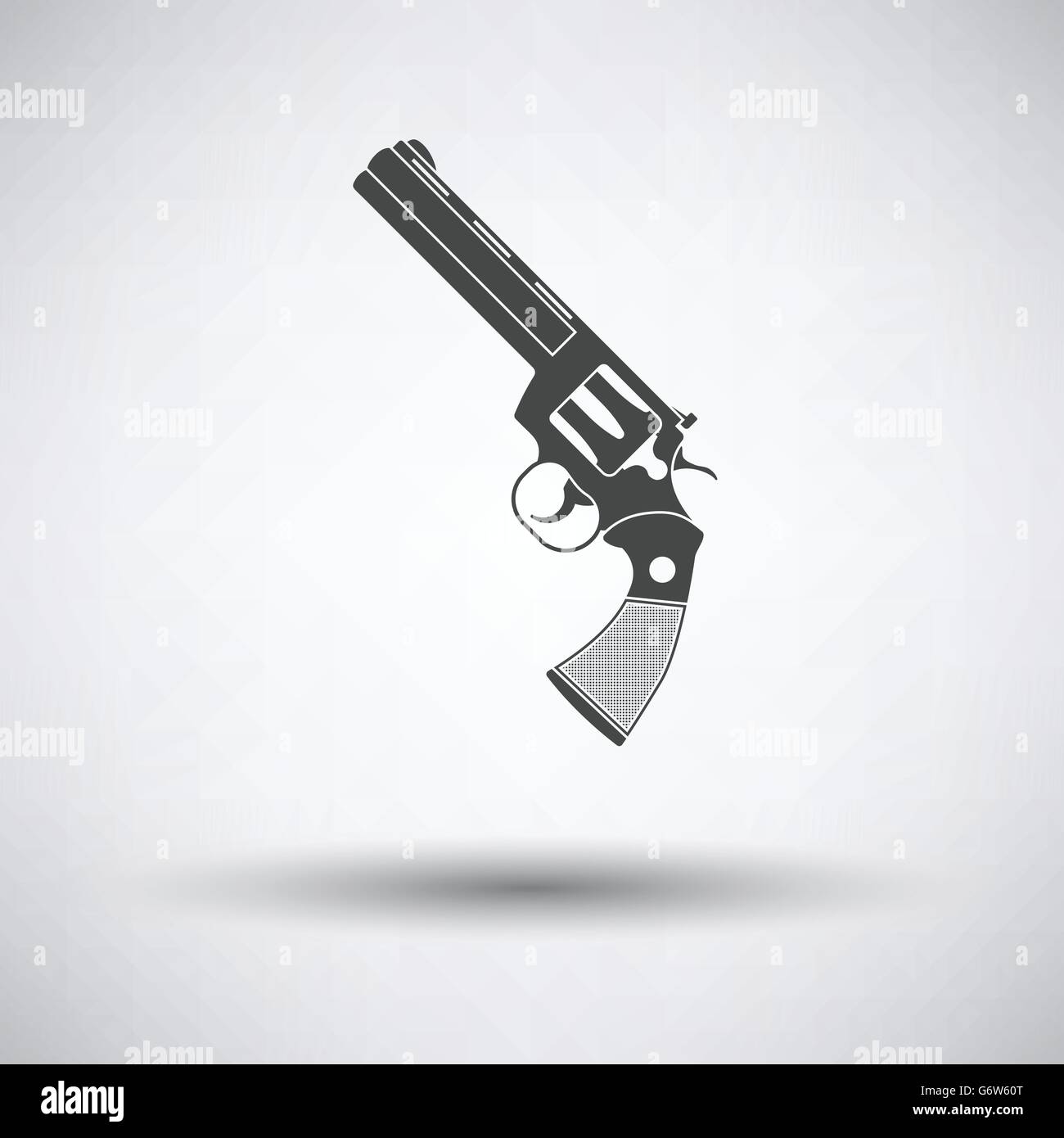Revolver gun icon on gray background, round shadow. Vector illustration ...