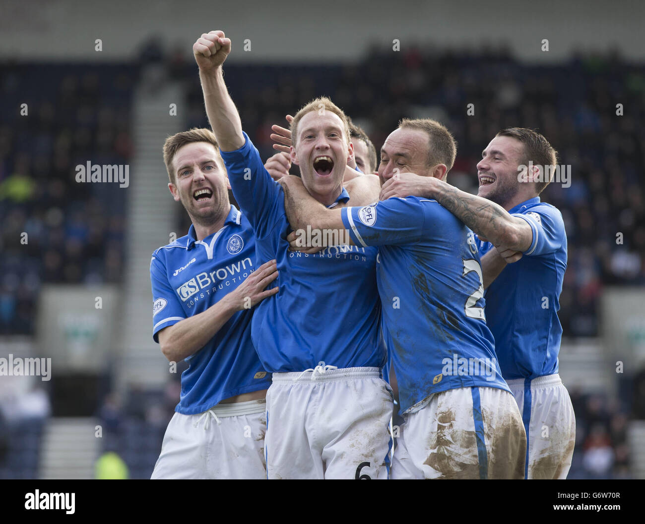 St Johnstone's Steven Anderson celebrates scoring his sides third goal ...