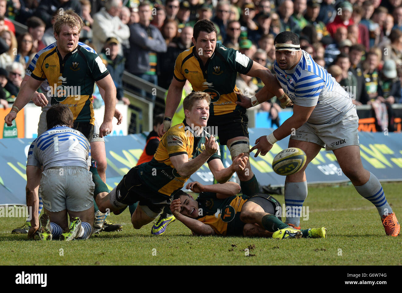 Northampton saints hooley ball lv cup semi final franklins gardens hi ...