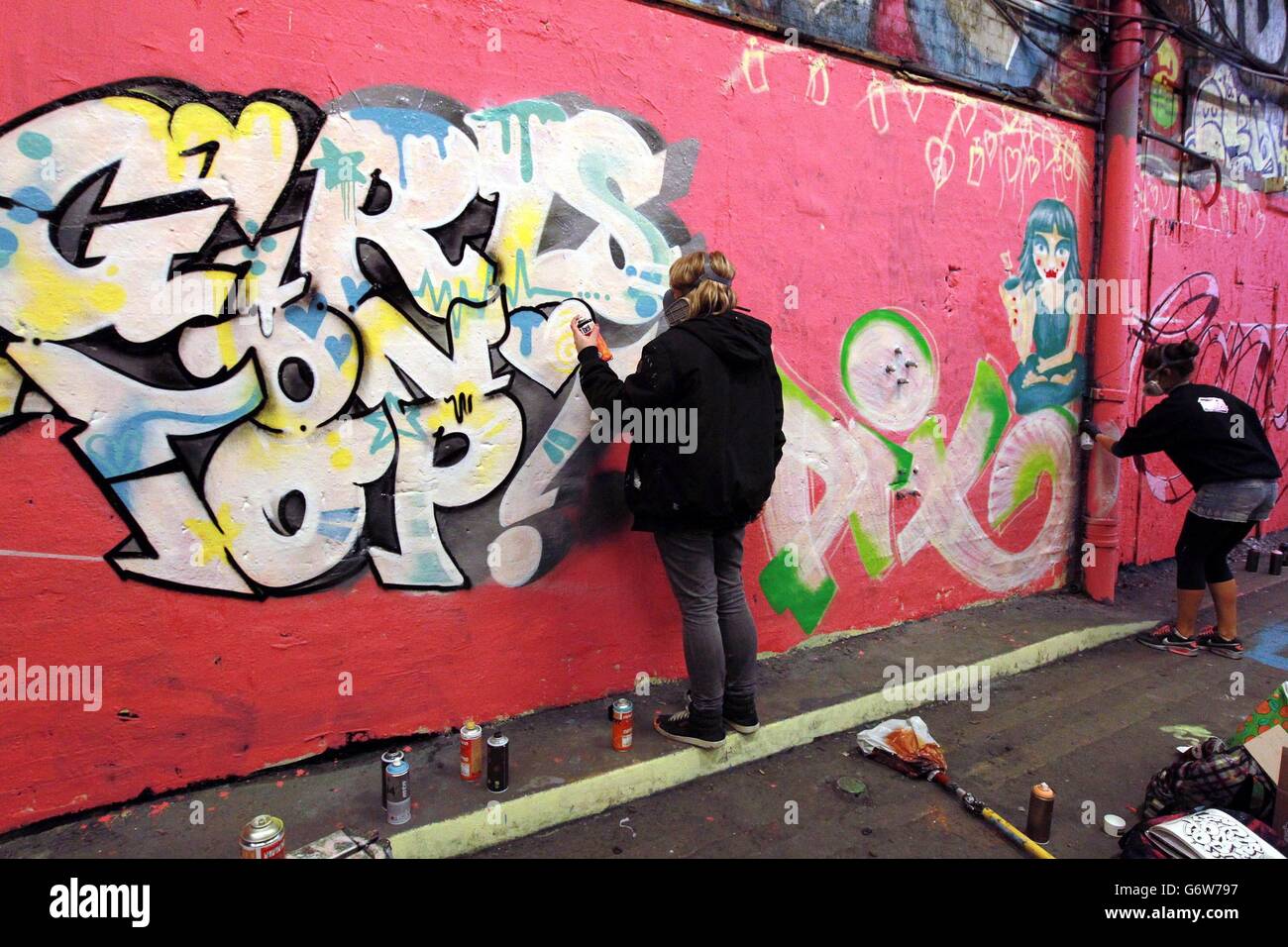 Graffiti mural record attempt Stock Photo - Alamy