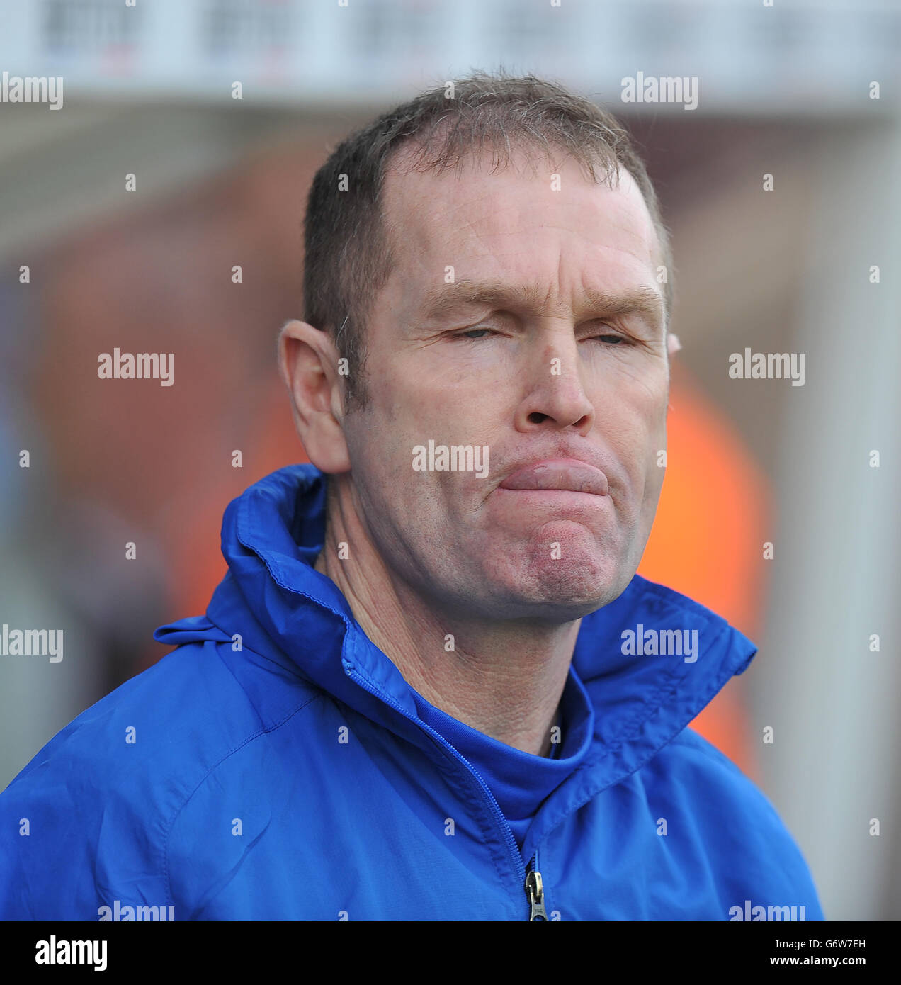 Scunthorpe United's Manager Russ Wilcox during the Sky Bet League Two ...