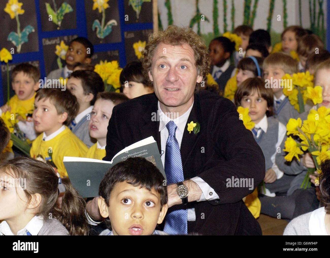 Poet Laureate Andrew Motion with pupils from Hampstead Hill School ...