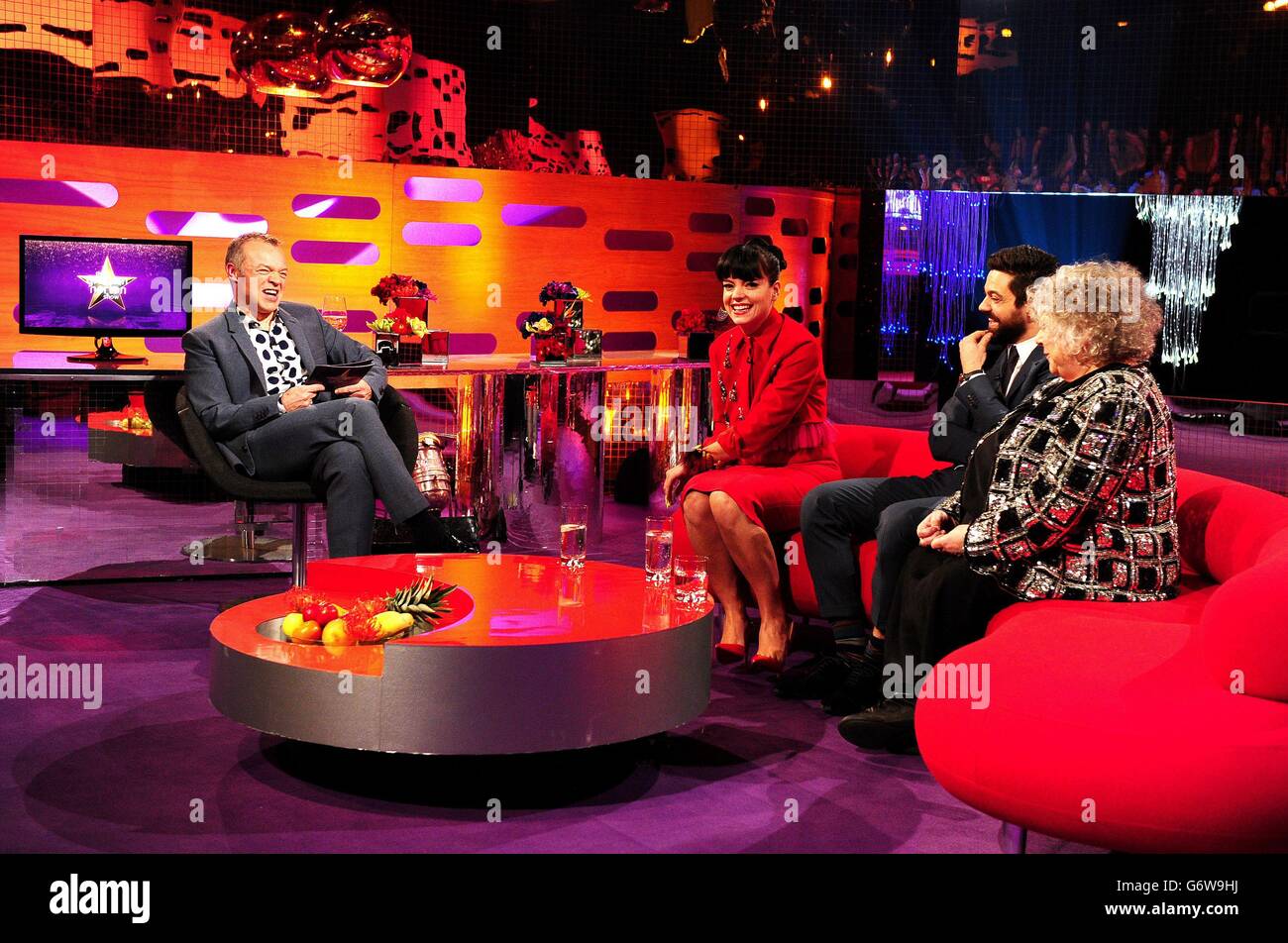 Dominic cooper miriam margolyes filming graham norton show london studios hi-res stock ...