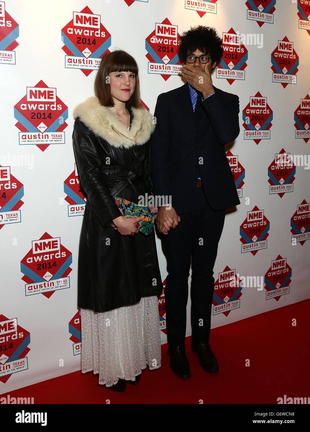 Richard lydia fox arriving for the 2014 nme hi-res stock photography ...