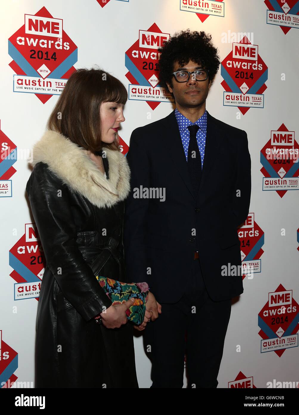 NME Awards 2014 - Arrivals - London. Richard Ayoade and Lydia Fox ...