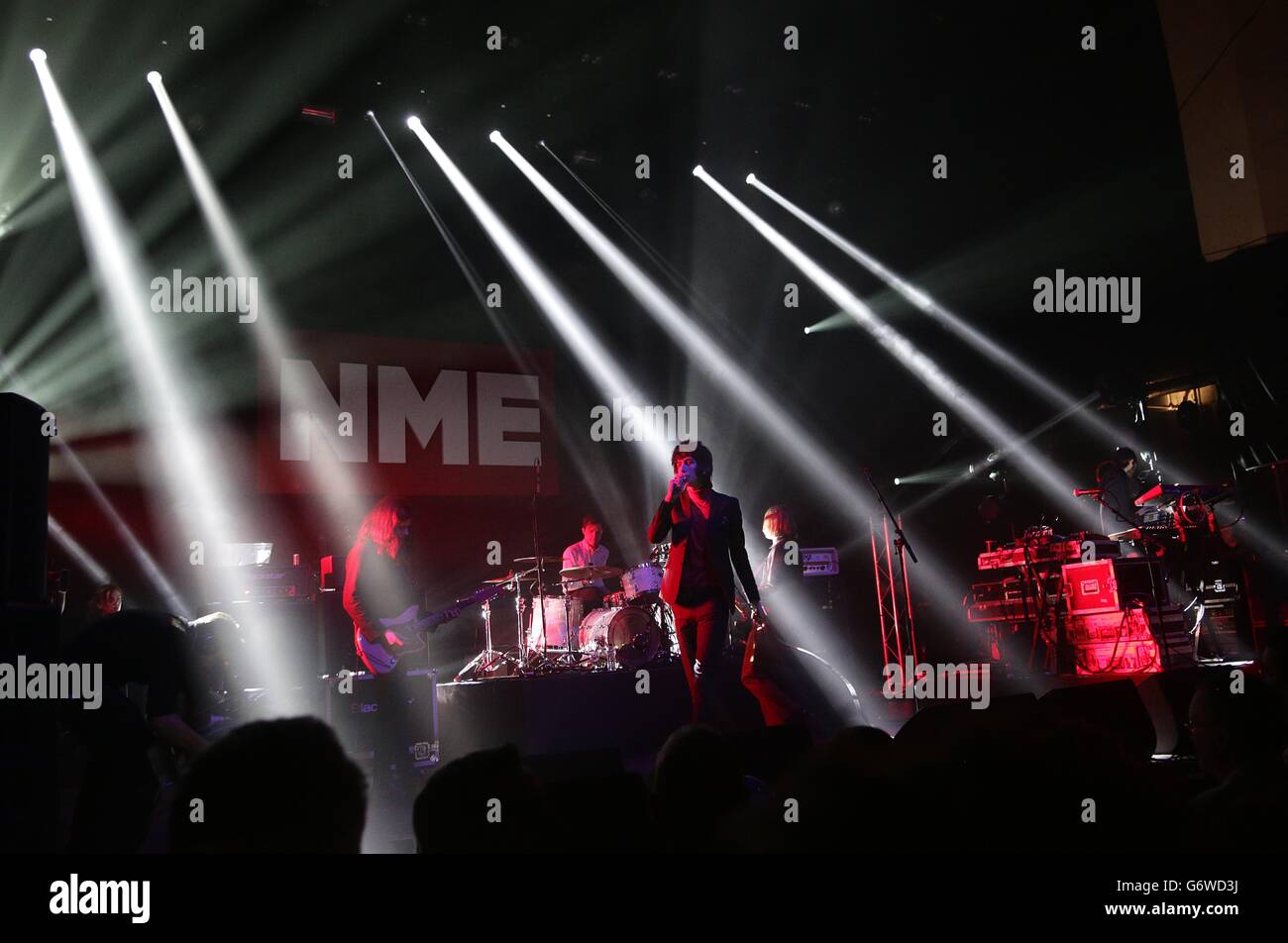 The Horrors on stage during the 2014 NME Awards, at Brixton Academy ...