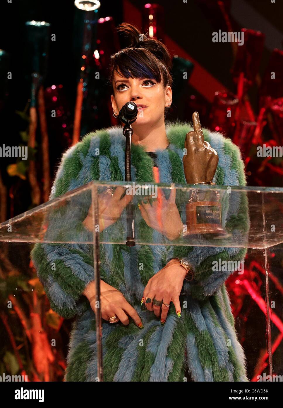 Lily Allen on stage during the 2014 NME Awards, at Brixton Academy ...