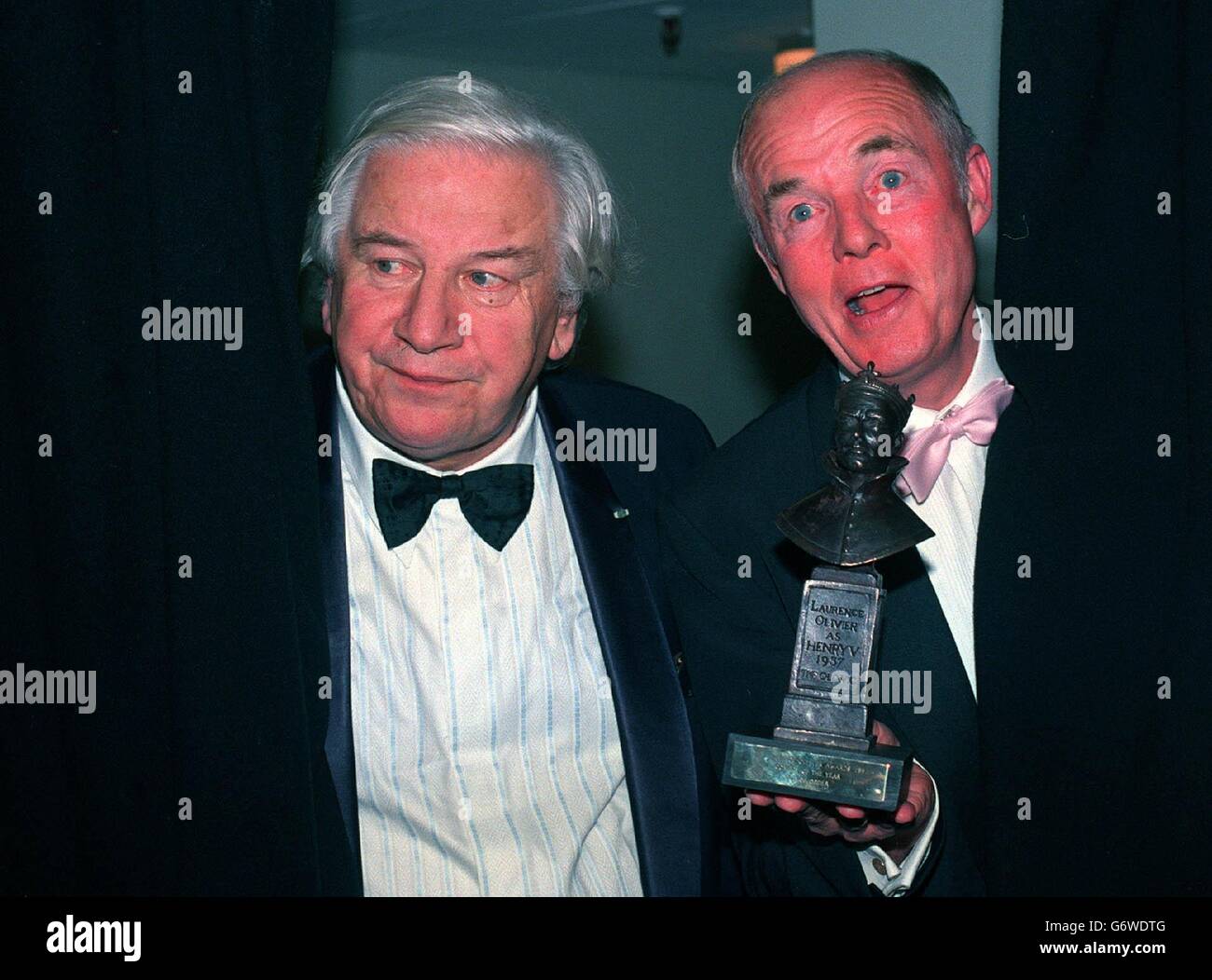 Sir Peter Ustinov with Ray Cooney, winner of the Olivier Award for the ...