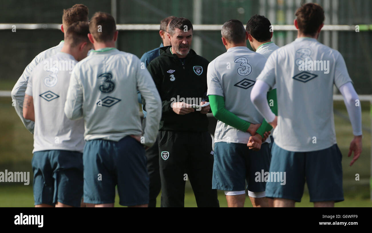 Republic of Ireland assistant manager Roy Keane during the training ...