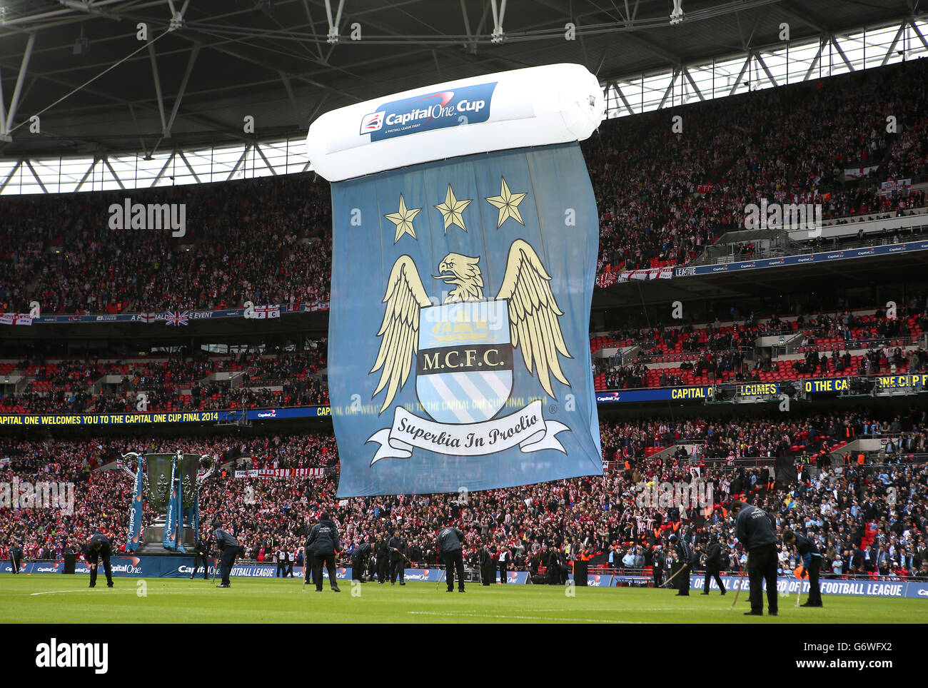 A Manchester City banner over the pitch before kick-off Stock Photo - Alamy
