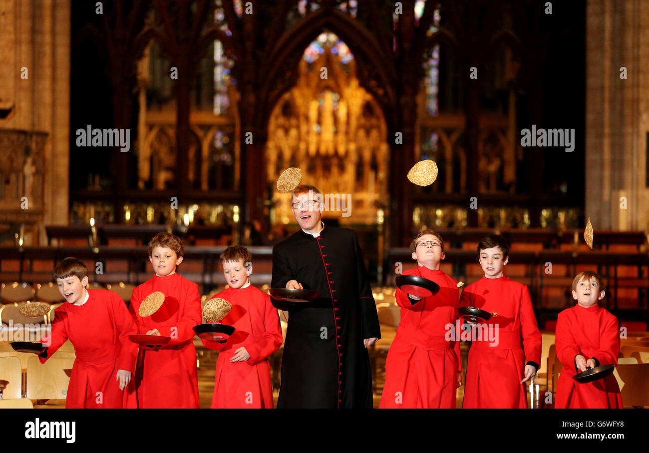 Choristers from Ely Cathedral choir and The Very Reverend Mark Bonney ...