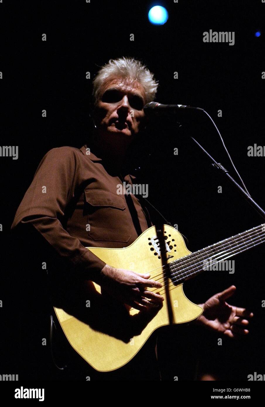 Singer David Byrne performing tracks from his new album Grown Backwards ...