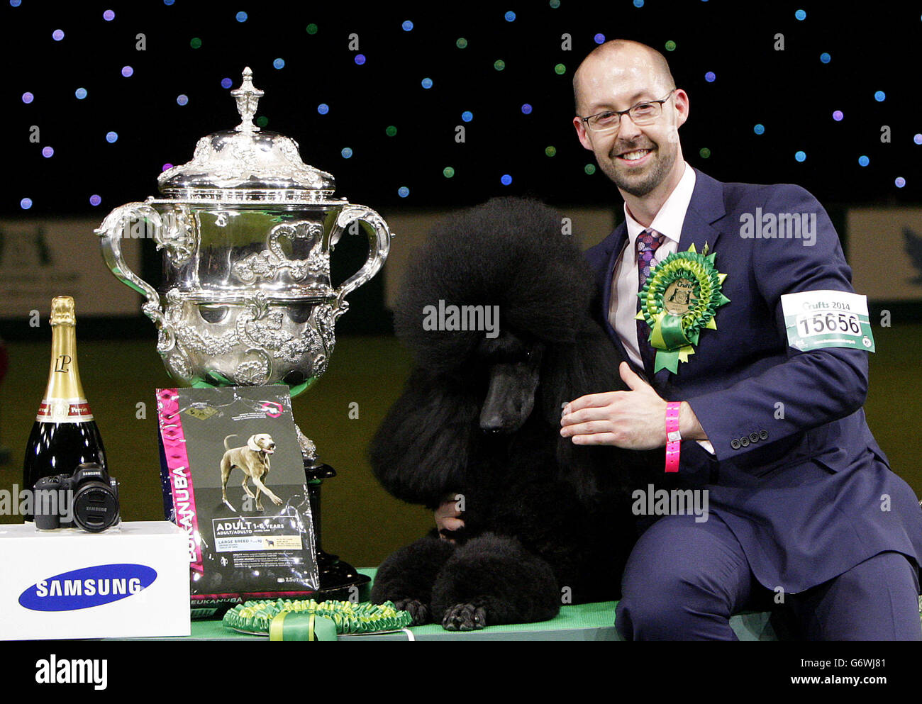 Two-year-old standard poodle Ricky with his handler Jason Lynn, after ...