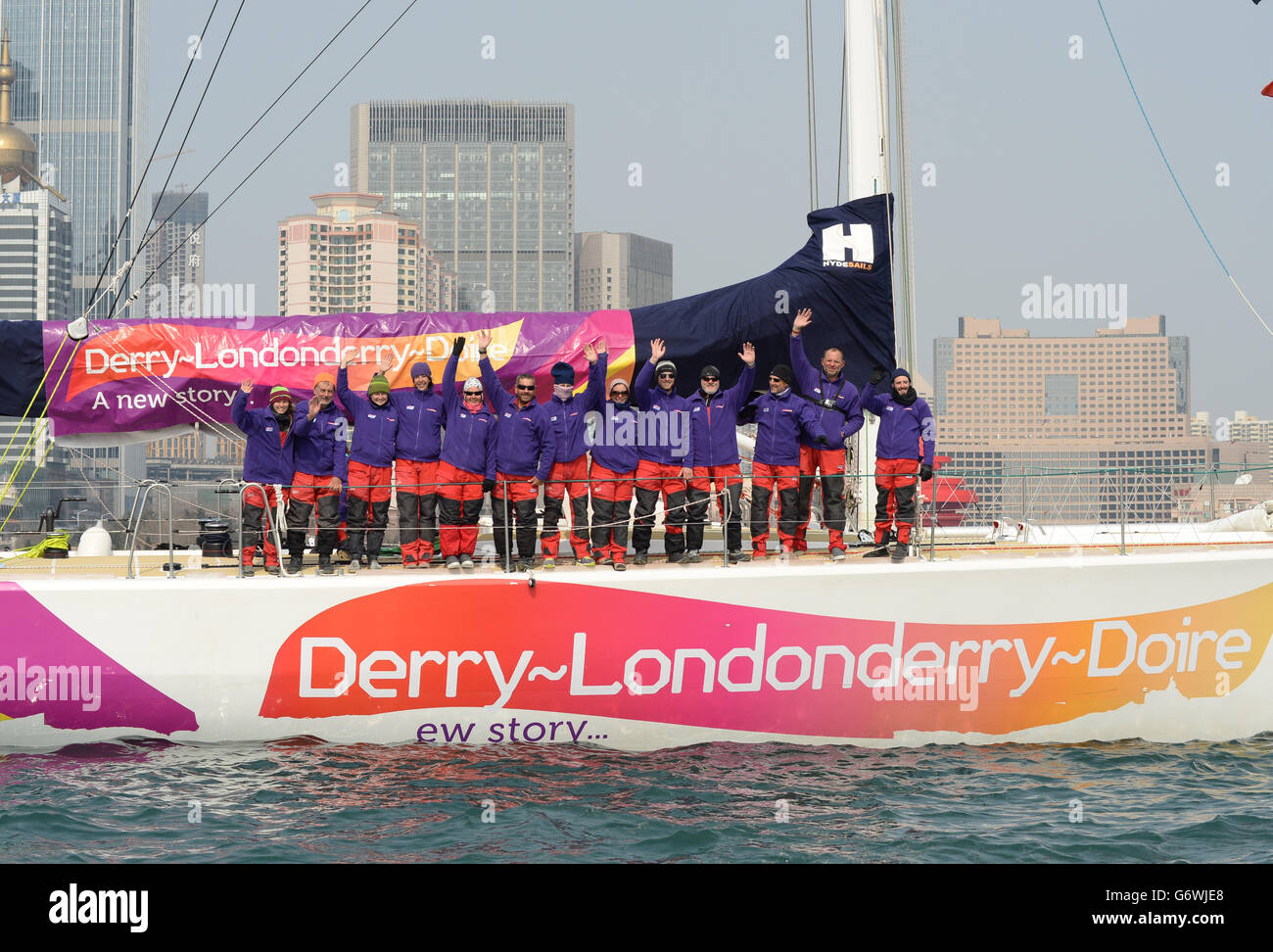 The DerryLondonderryDoire boat arrives at the Round the World Yacht ...
