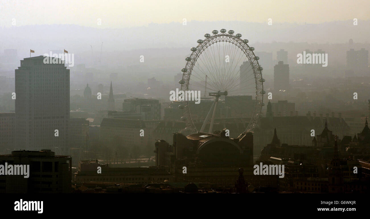 General view of the EDF Energy London Eye seen from the BT Tower ...