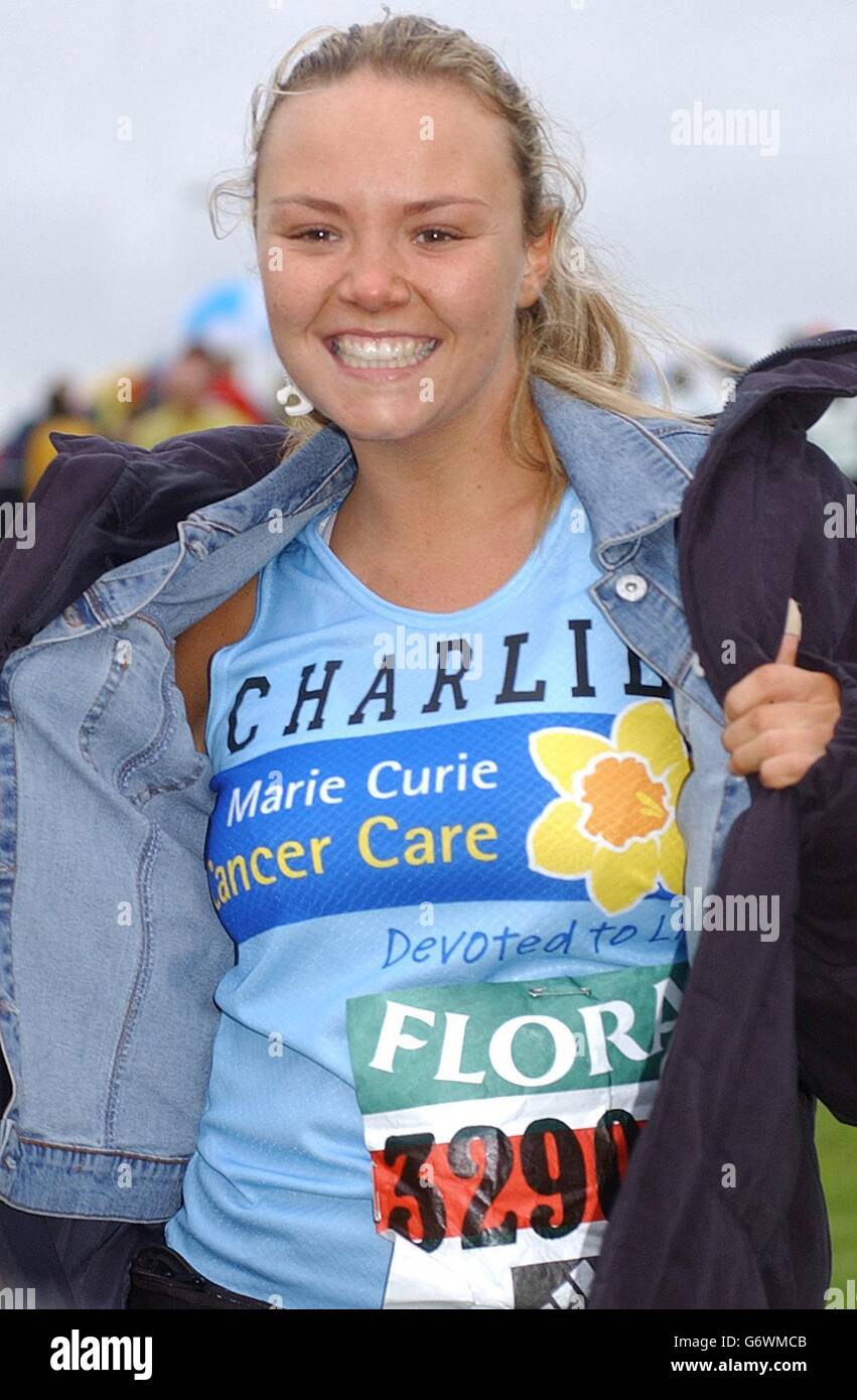 Eastender's actor Charlie Brooks warms up before starting the Flora ...