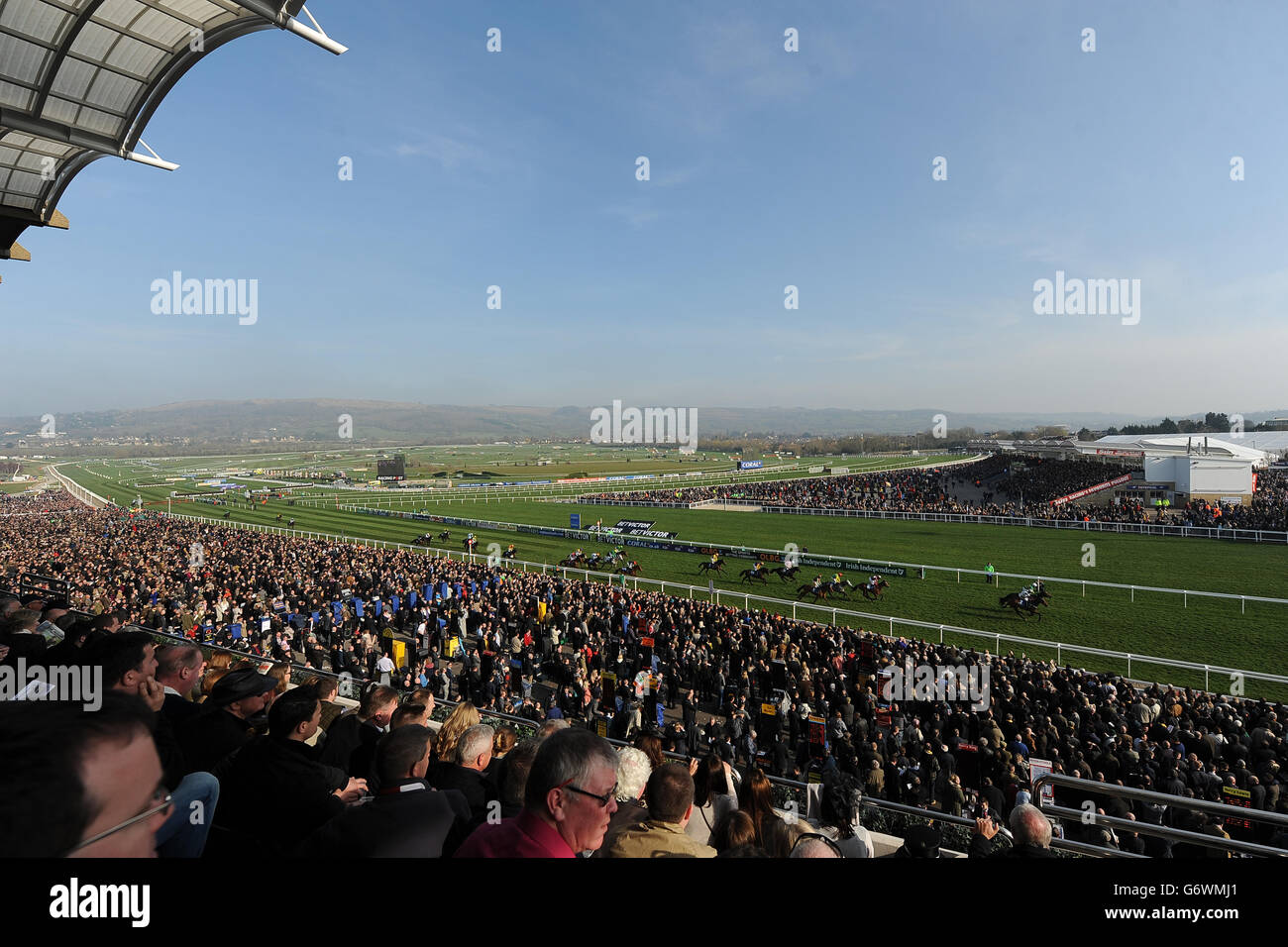 Horseracing horses races ladies crowd fans spectators gv general view ...