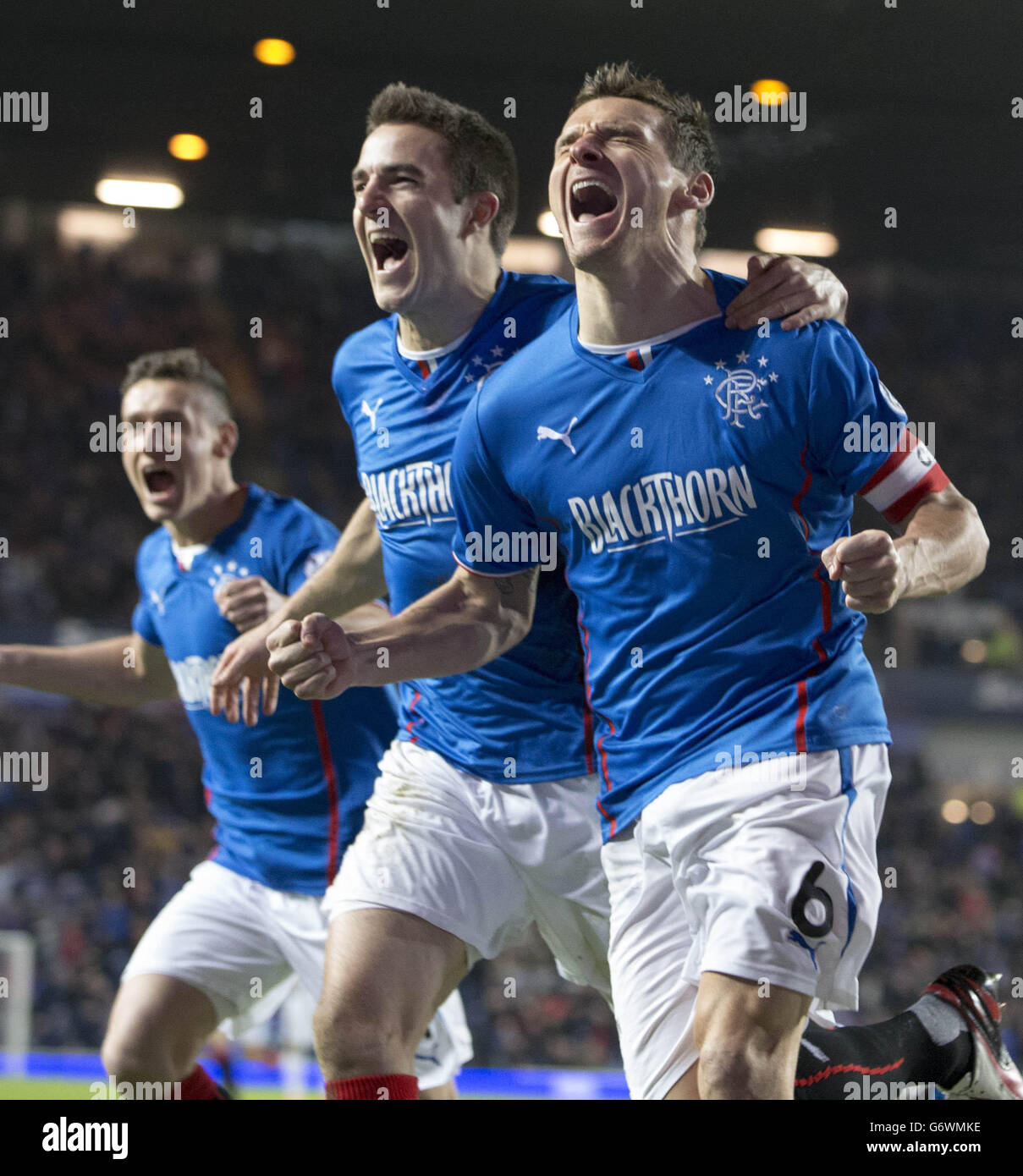 Rangers Lee McCulloch (right) celebrates his goal with Andrew Little ...