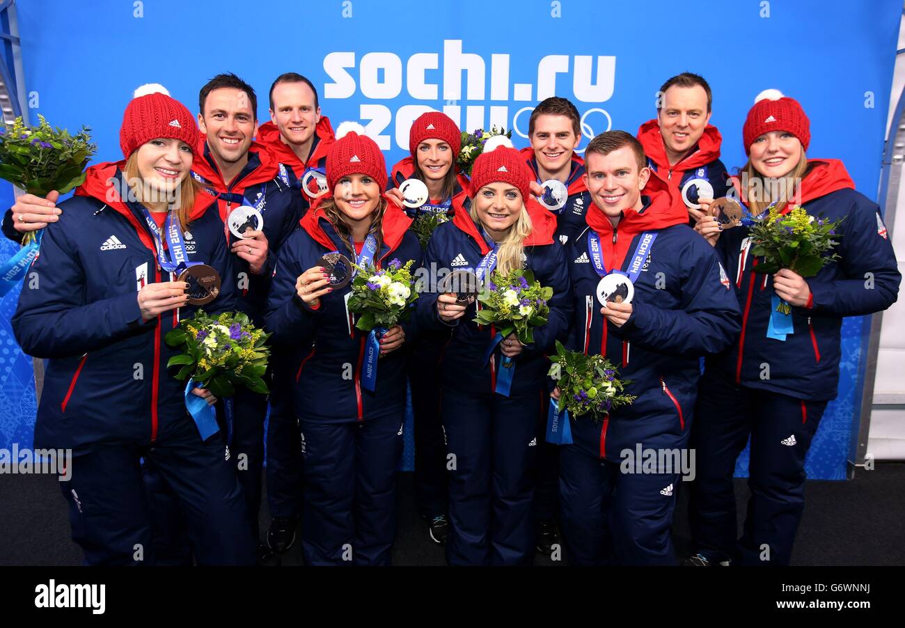 Great Britain's curling teams (left to right) Claire Hamilton, David ...